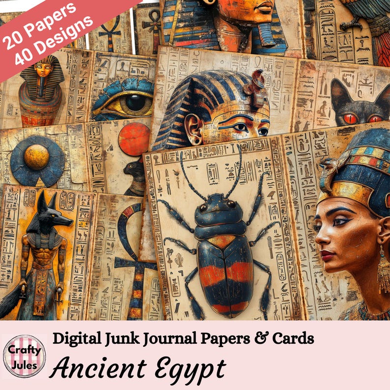 Ancient Egypt Junk Journal Pages, Pharaoh & Mummy Scrapbook Paper ...
