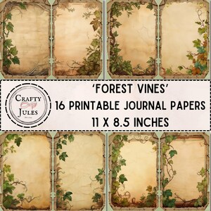 Forest Vines Junk Journal Papers Vintage Style Parchment Backgrounds ...