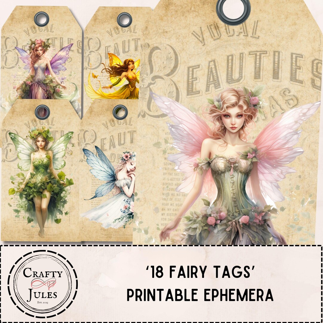 18 Fairy Tags, Printable Images, Digital Download, Printable Ephemera ...