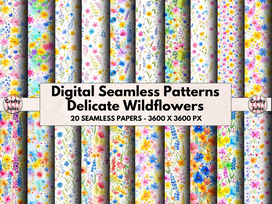 Seamless Wildflower Patterns, Printable Delicate Watercolours, Summer ...