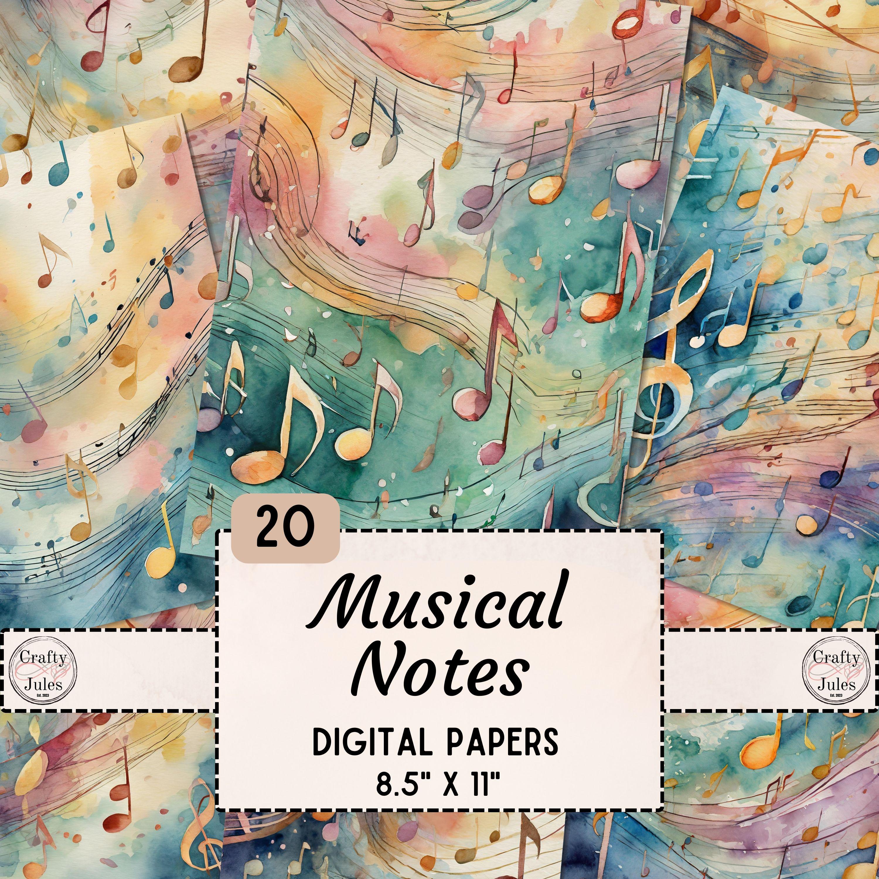Pastel Musical Notes Digital Paper Pack - Printable Papers for ...