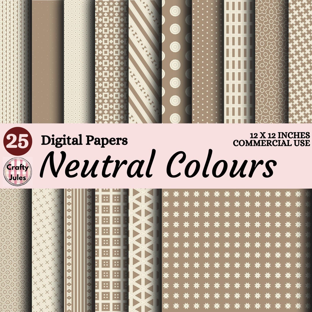 Neutral Colour Patterns, Printable Variety Scrapbook & Craft Digital ...