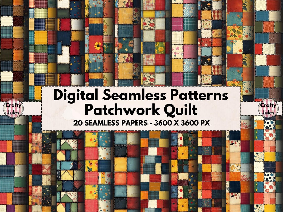 Seamless Printable Patchwork Papers, Digital Patchwork Cloth ...