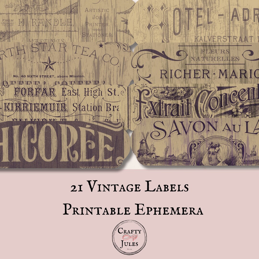 21 Printable Vintage Labels, Digital Download, Printable Ephemera for ...