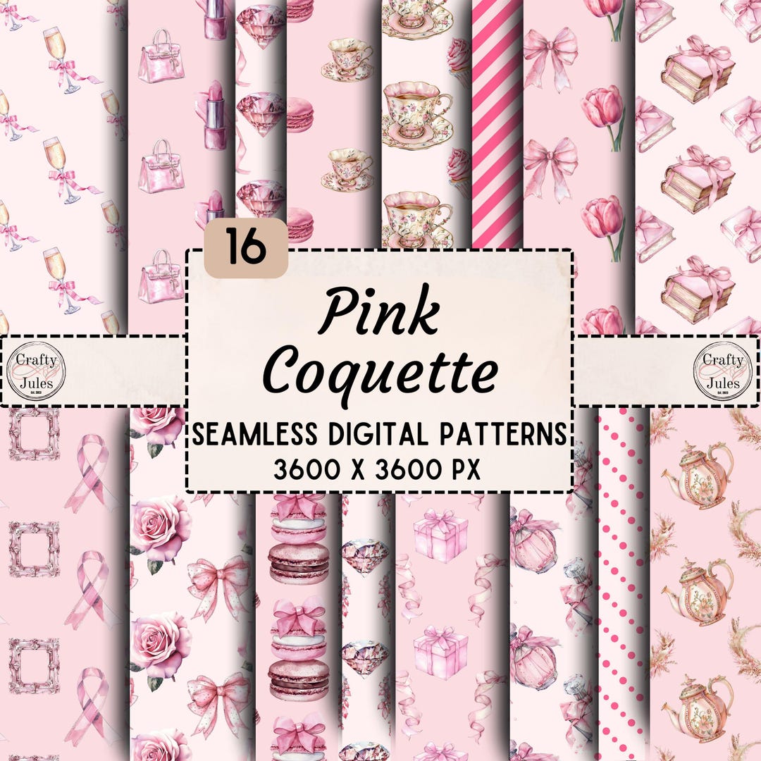 Pink Coquette Digital Seamless Patterns, Printable Papers for ...