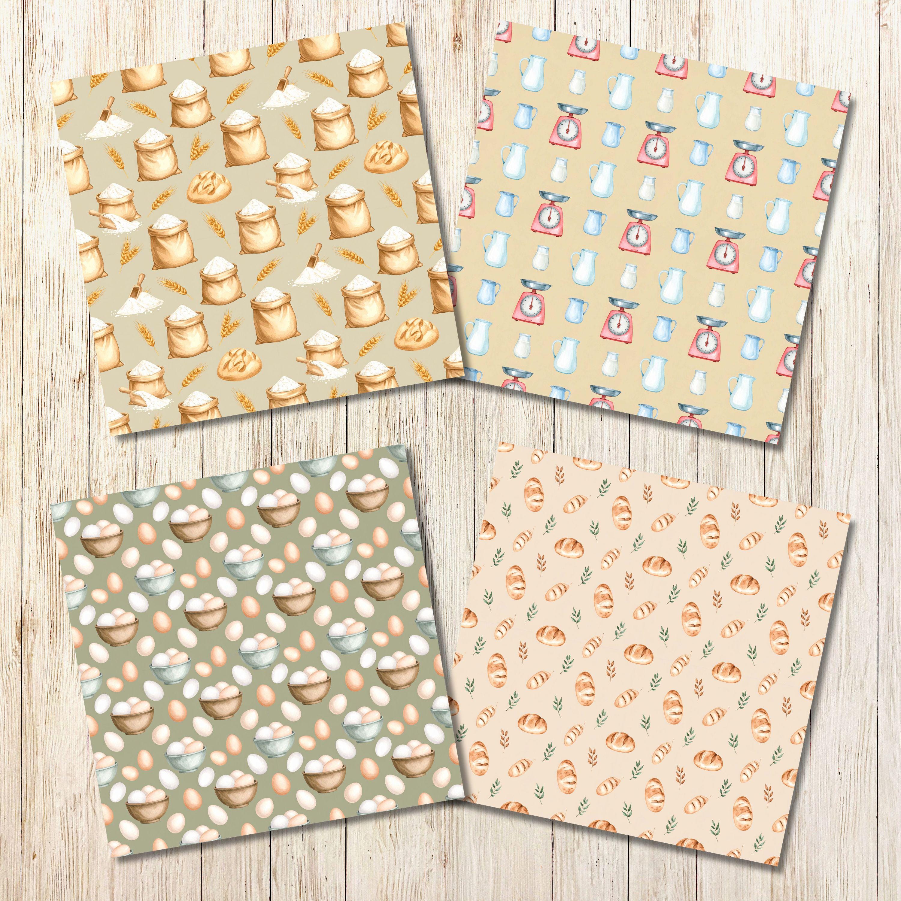 Baking Seamless Digital Papers, 20 Printable Patterns, Recipe, Kitchen, Cooking Papers for ...