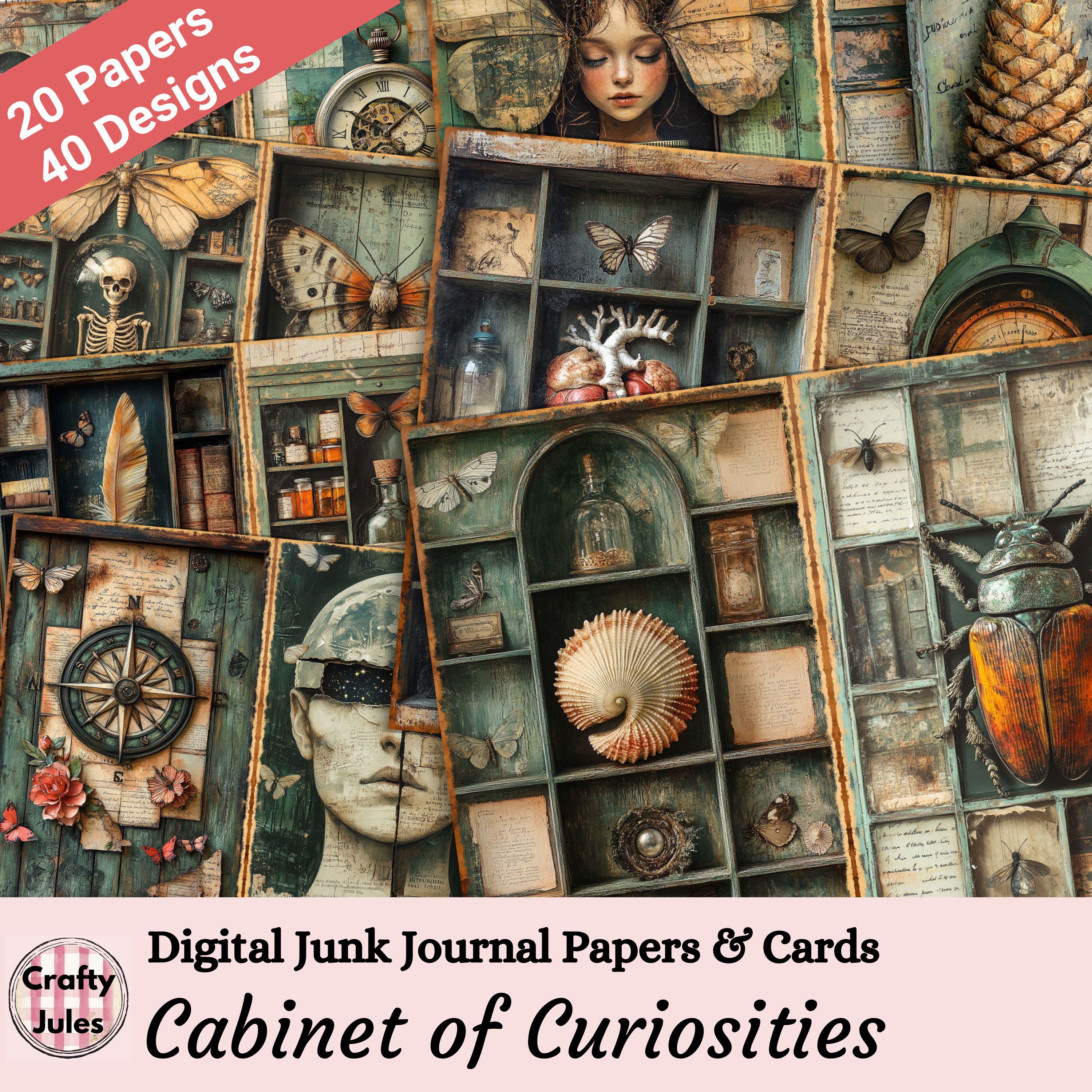 Curiosity Cabinet Junk Journal Papers, Dark Academia Scrapbook Pages ...