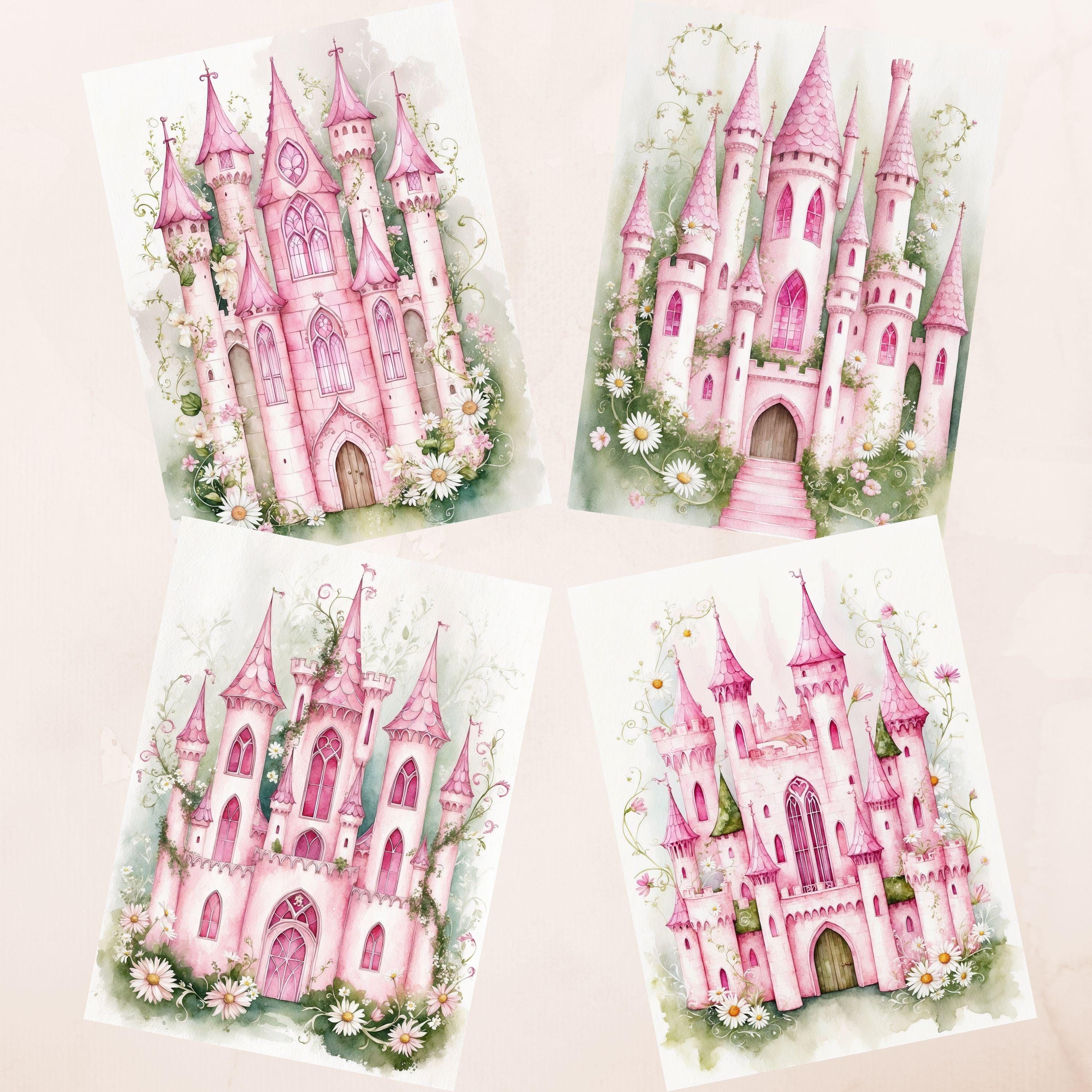 Pink Fairy Castle Digital Paper Pack 20 Fantasy Printable Pages for ...