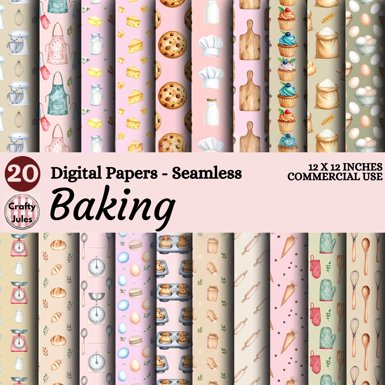 Baking Seamless Digital Papers, Kitchen Recipe, Cooking Themed ...