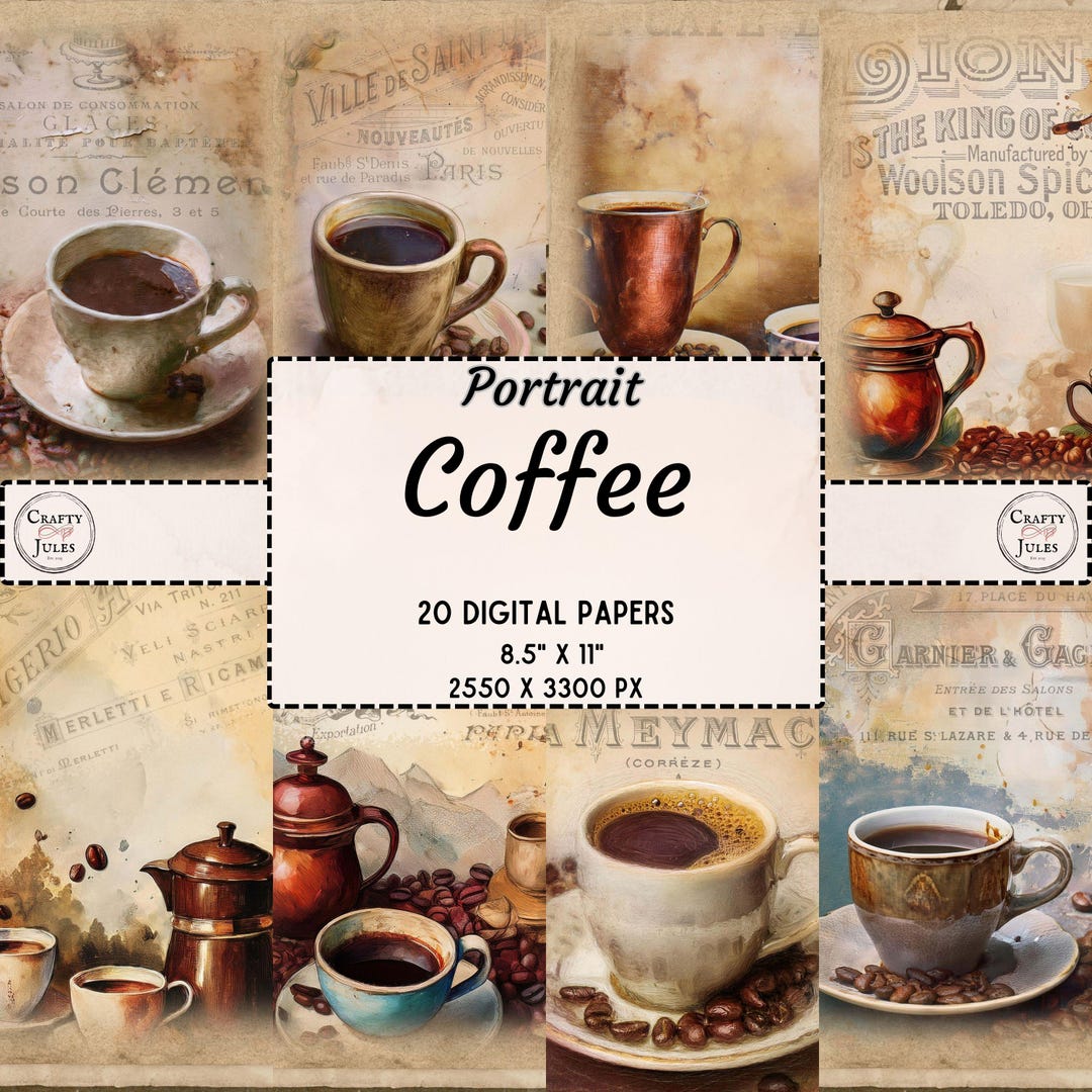 Vintage Coffee Digital Papers Printable Papers for Scrapbooking ...