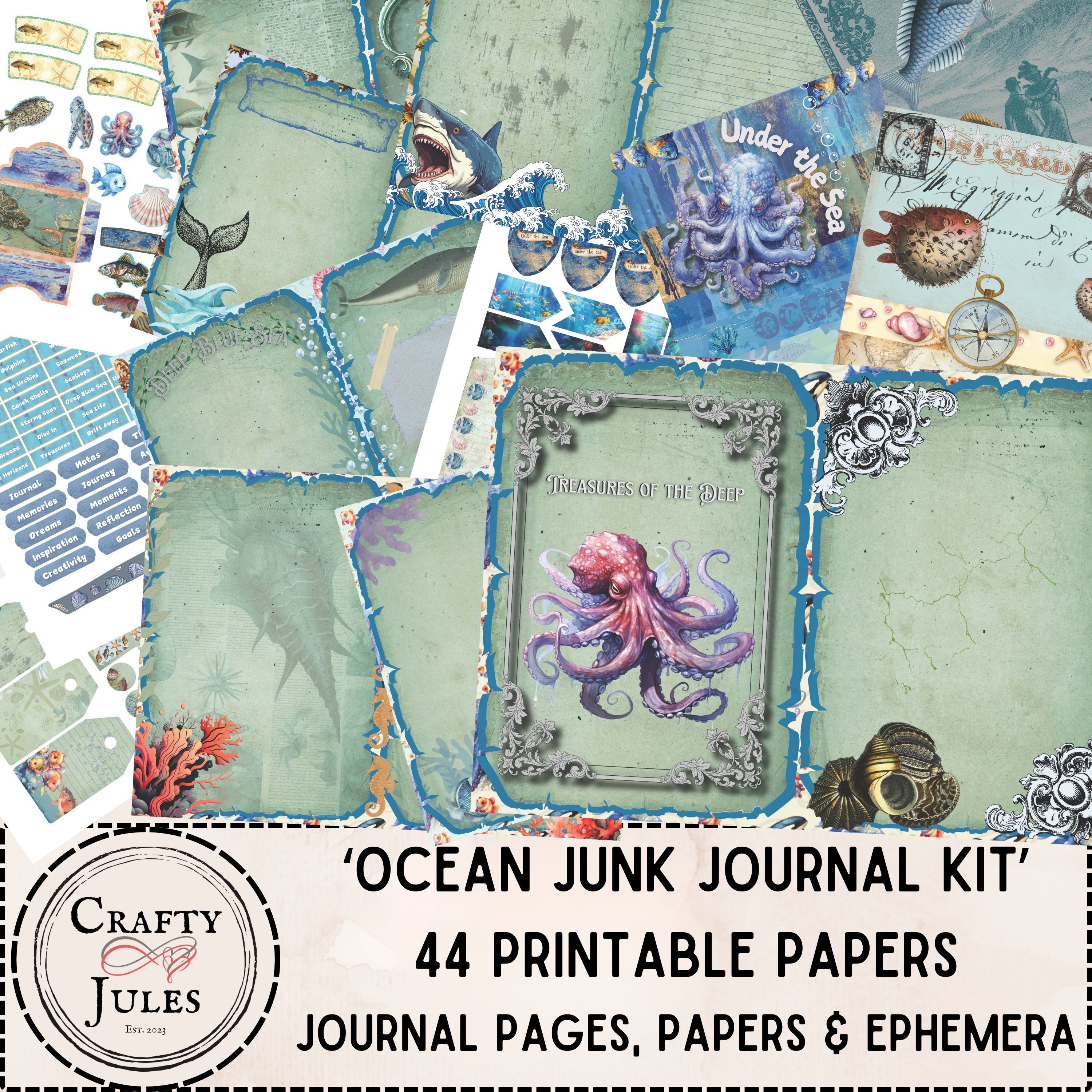 Printable Ocean Junk Journal Kit, 44 Pages in 2 Sizes, Double Pages ...