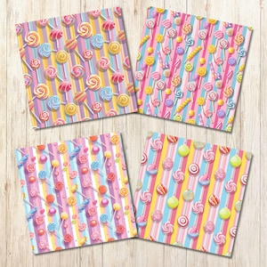 Candy Digital Seamless Patterns, Printable Lollipop Tiled Papers ...