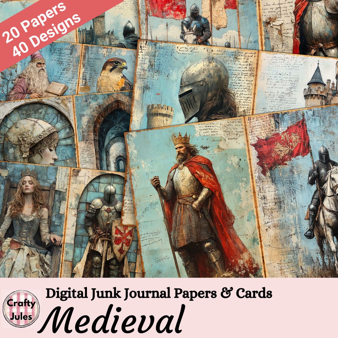 Medieval Junk Journal Papers and Cards, Middle Ages Theme Scrapbook ...