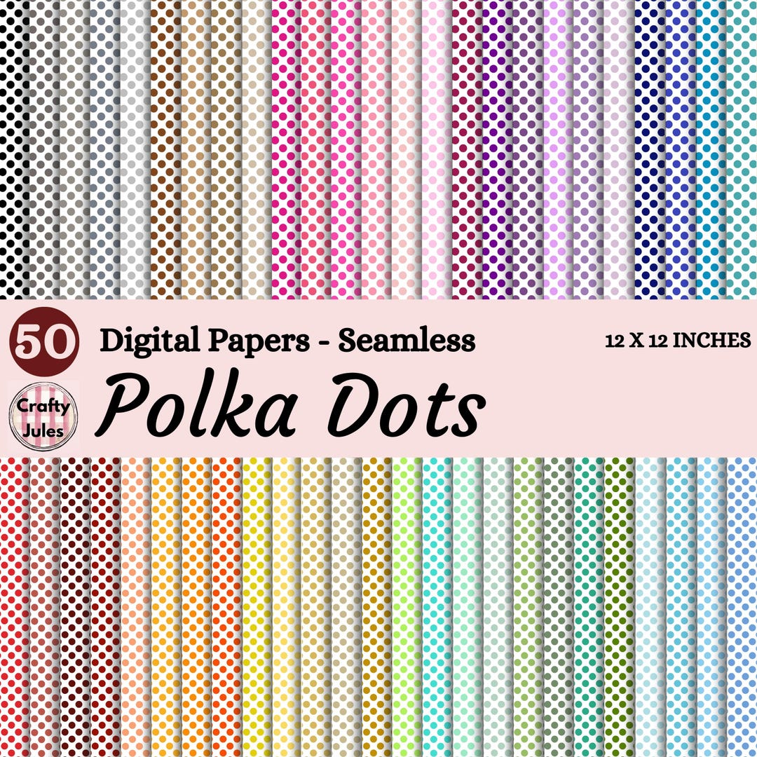 Polka Dots Seamless Patterns, 50 Colours, Simple Scrapbook, Craft ...