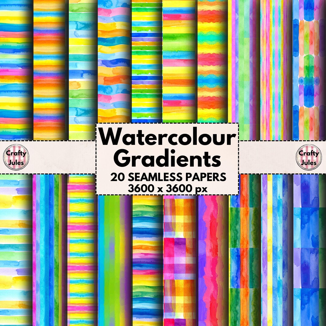 Watercolour Gradients Seamless Digital Papers, 20 Printable Patterns ...