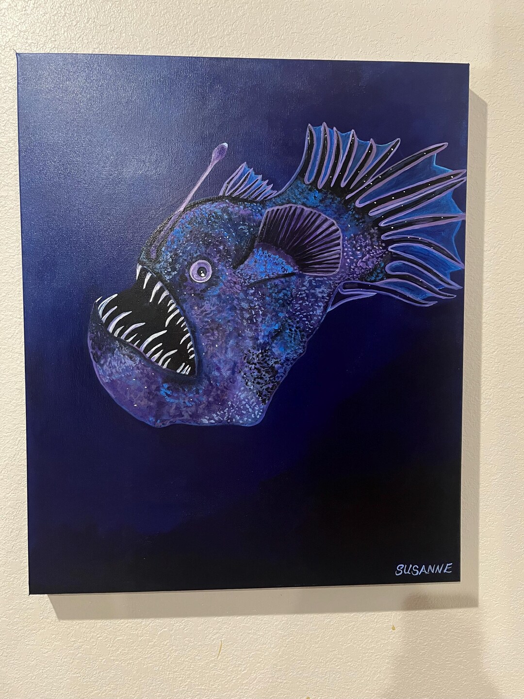 Angler Fish Acrylic Painting - Etsy