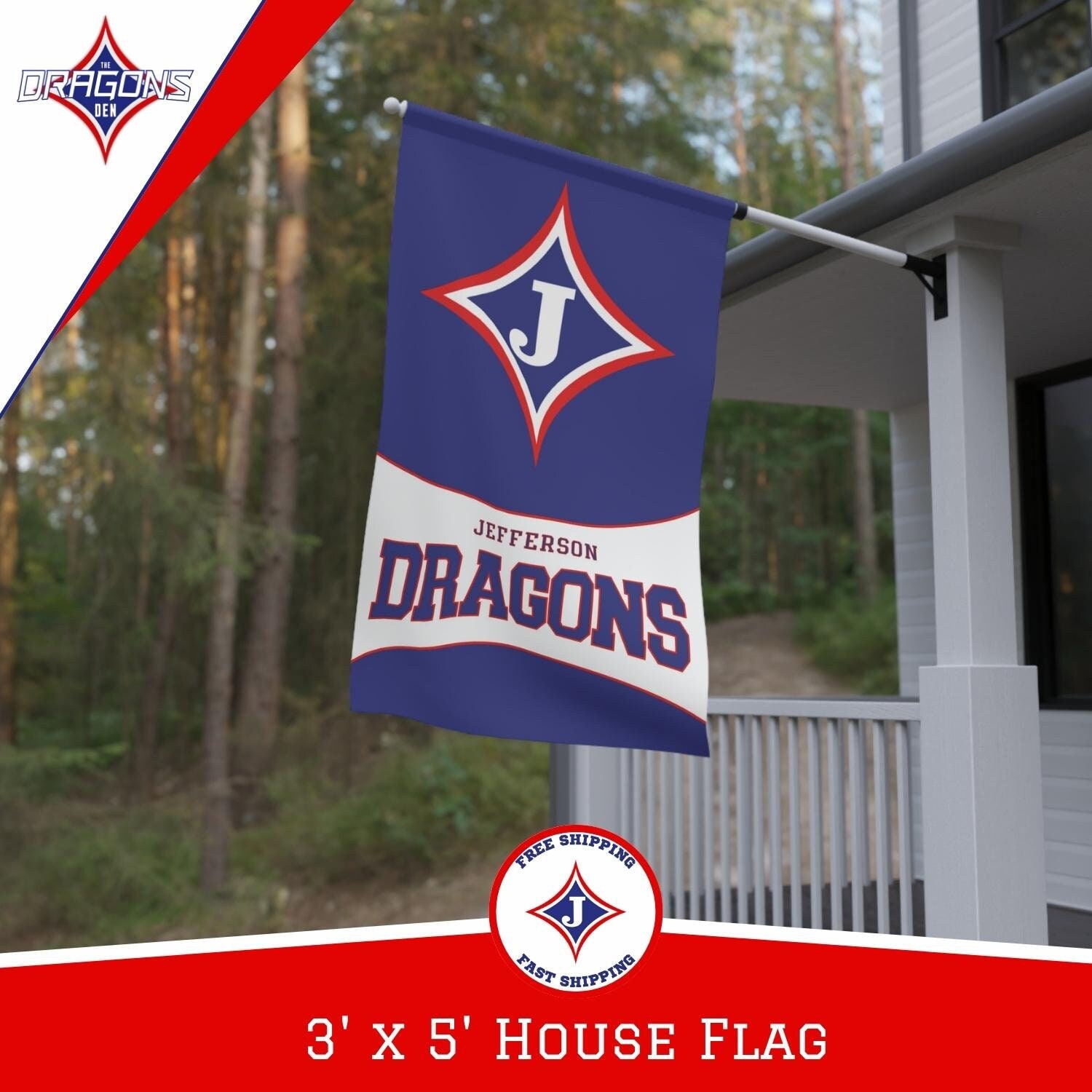 Jefferson Dragons 3' X 5' Team Profile Flag - Etsy