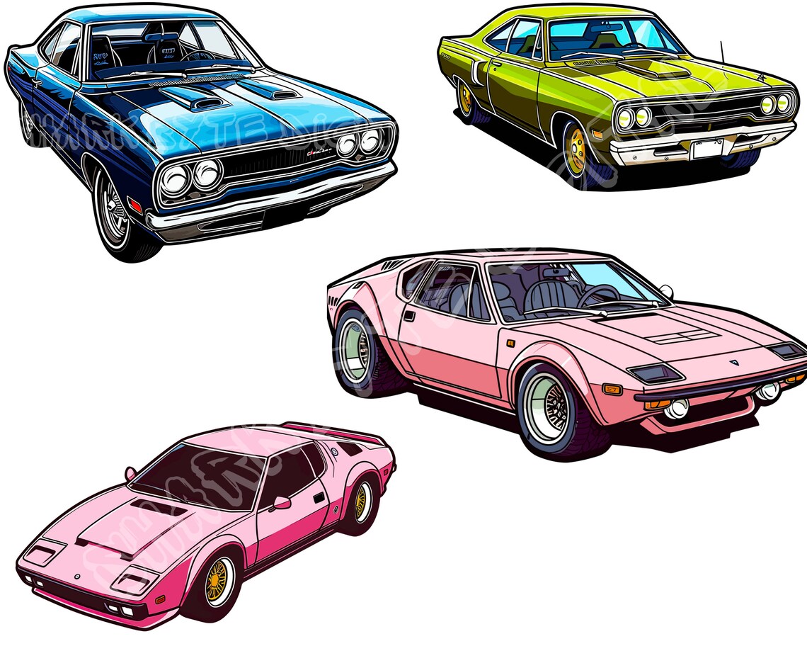 Classic Car Clipart | 25 PNG and SVG Files | Lowrider, Model A, Bronco ...
