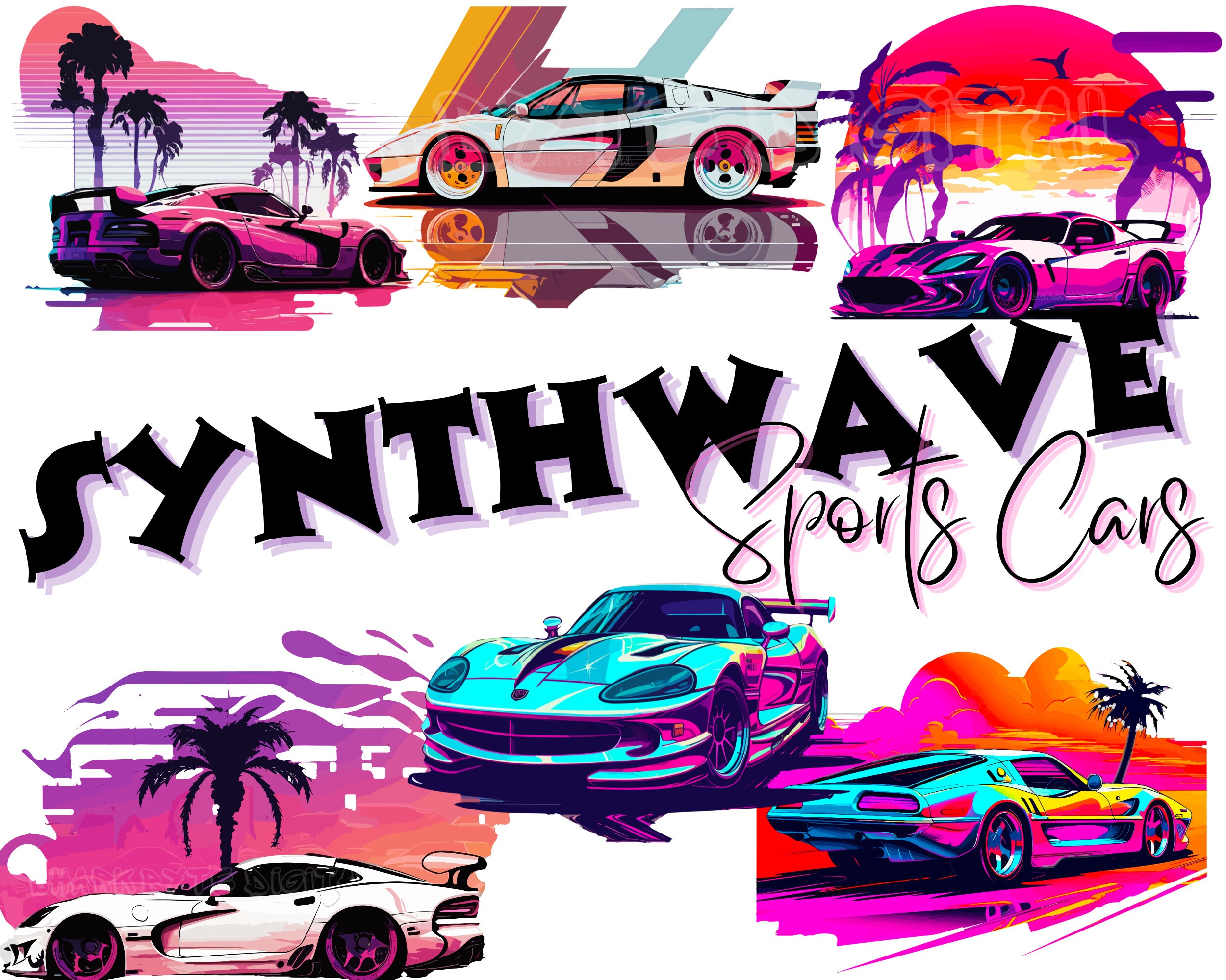 6 Classic Car Vectors SVG and PNG File Type Racing Sports Car Vehicles ...