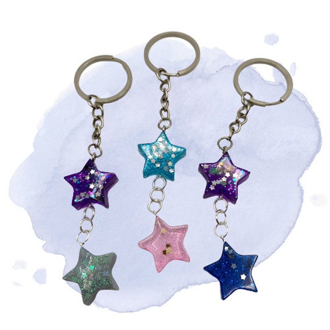 Glitter Stars Keychains (variety Colors) - Etsy