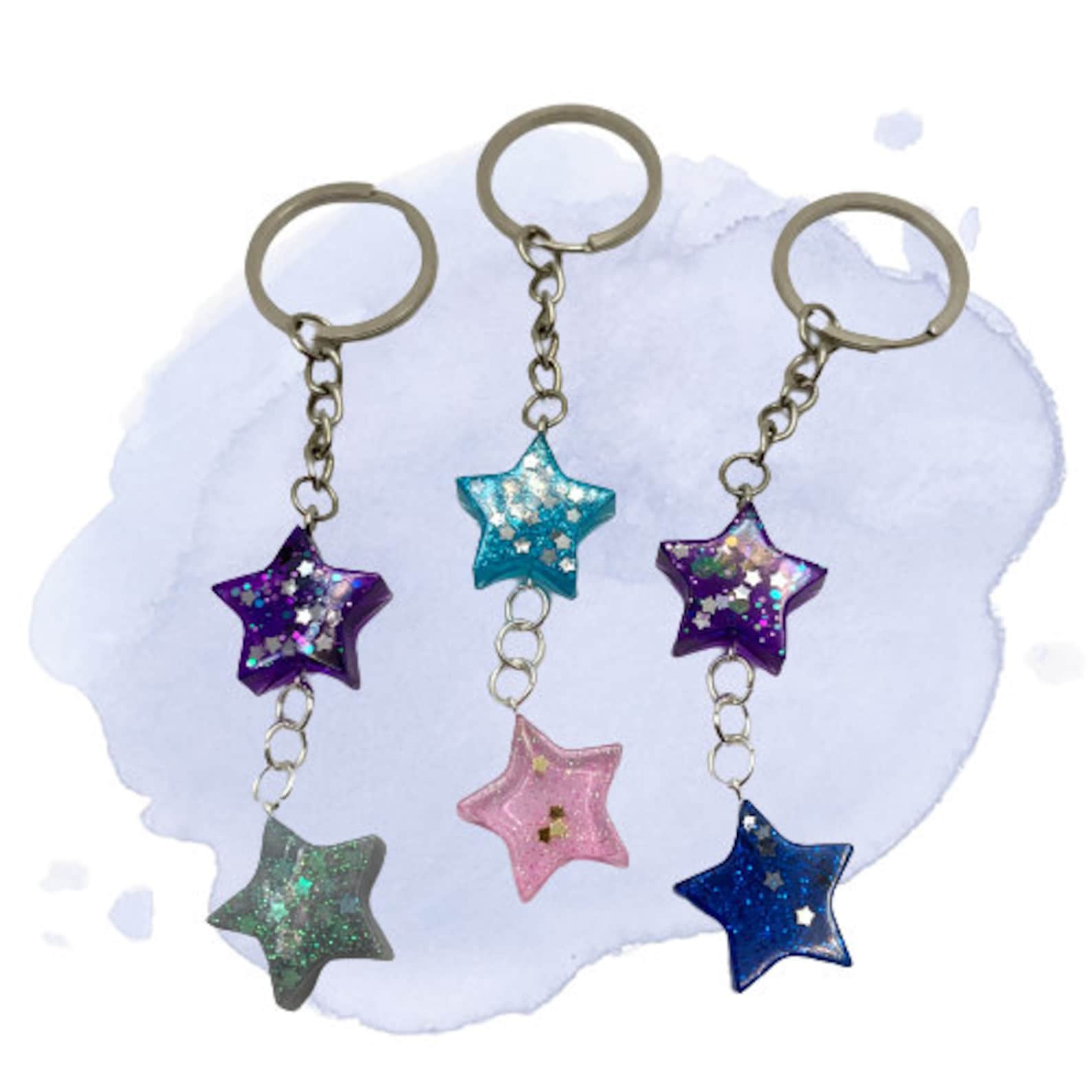 Glitter Stars Keychains (variety Colors) - Etsy