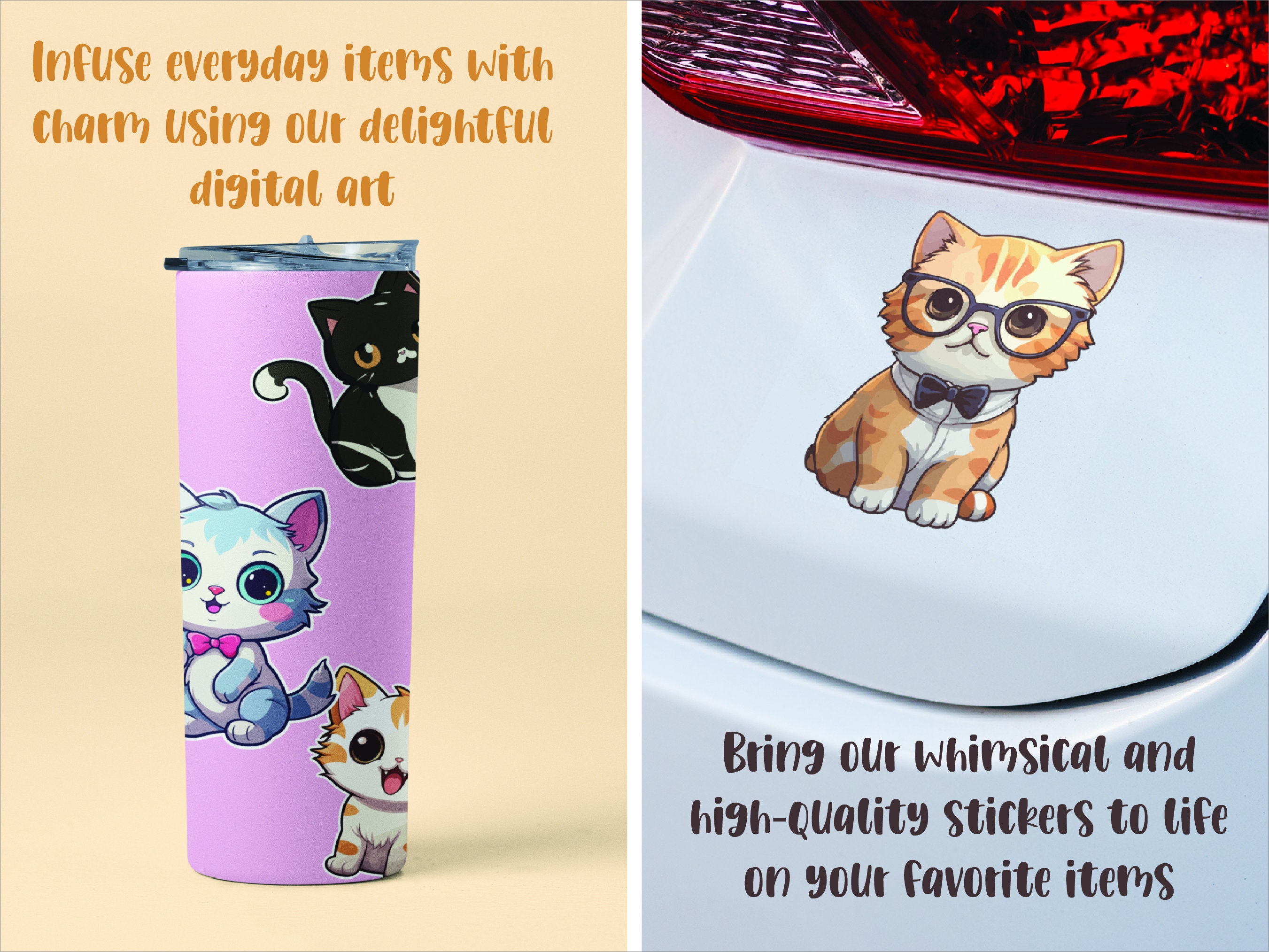 Cute Cat Clipart, Set of 6 PNG / SVG, Kawaii Cuteness Stickers, Clipart ...