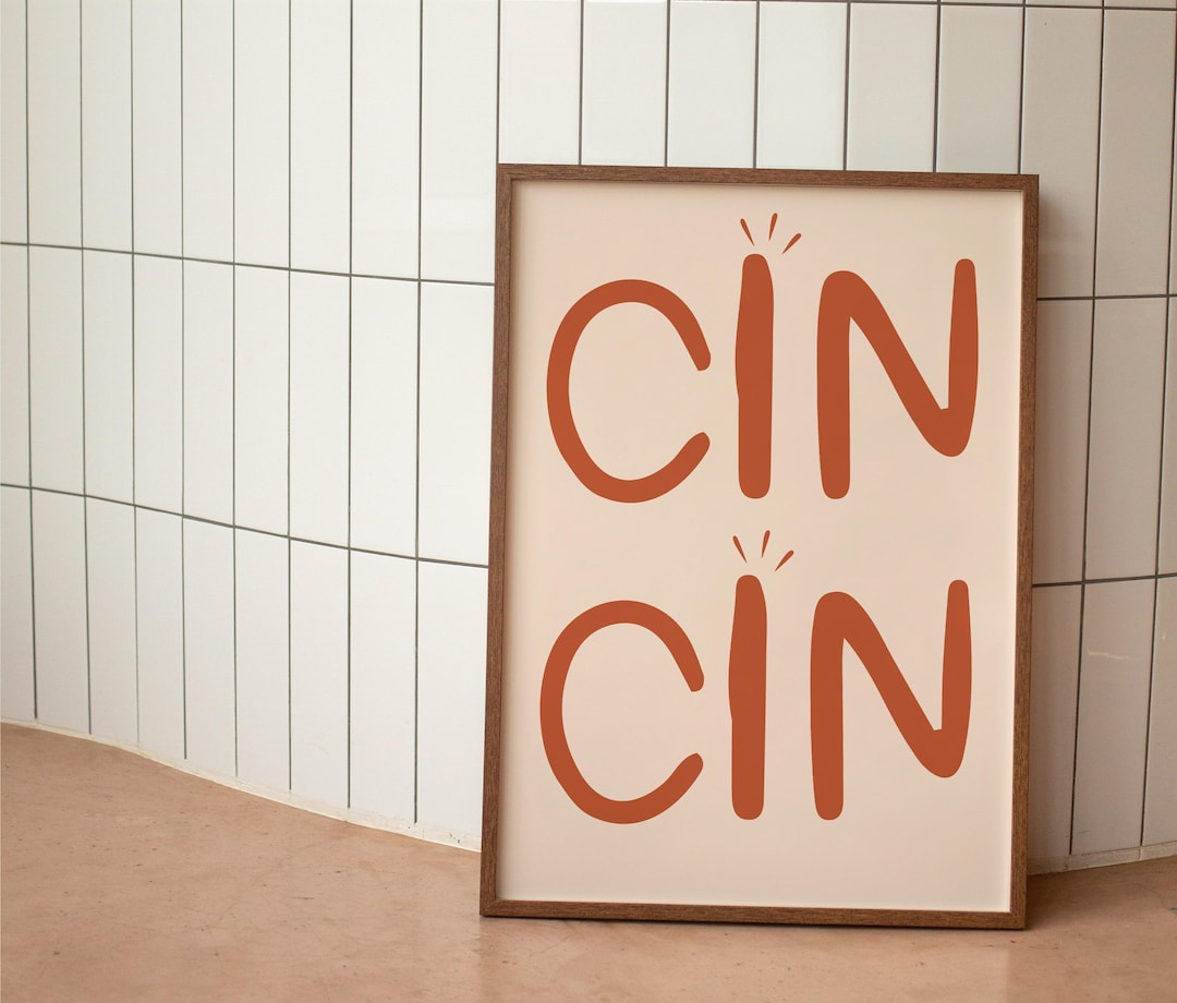 Trendy Cin Cin Cheers Print Bar Cart Art Dinner Wall Art Maximalist ...