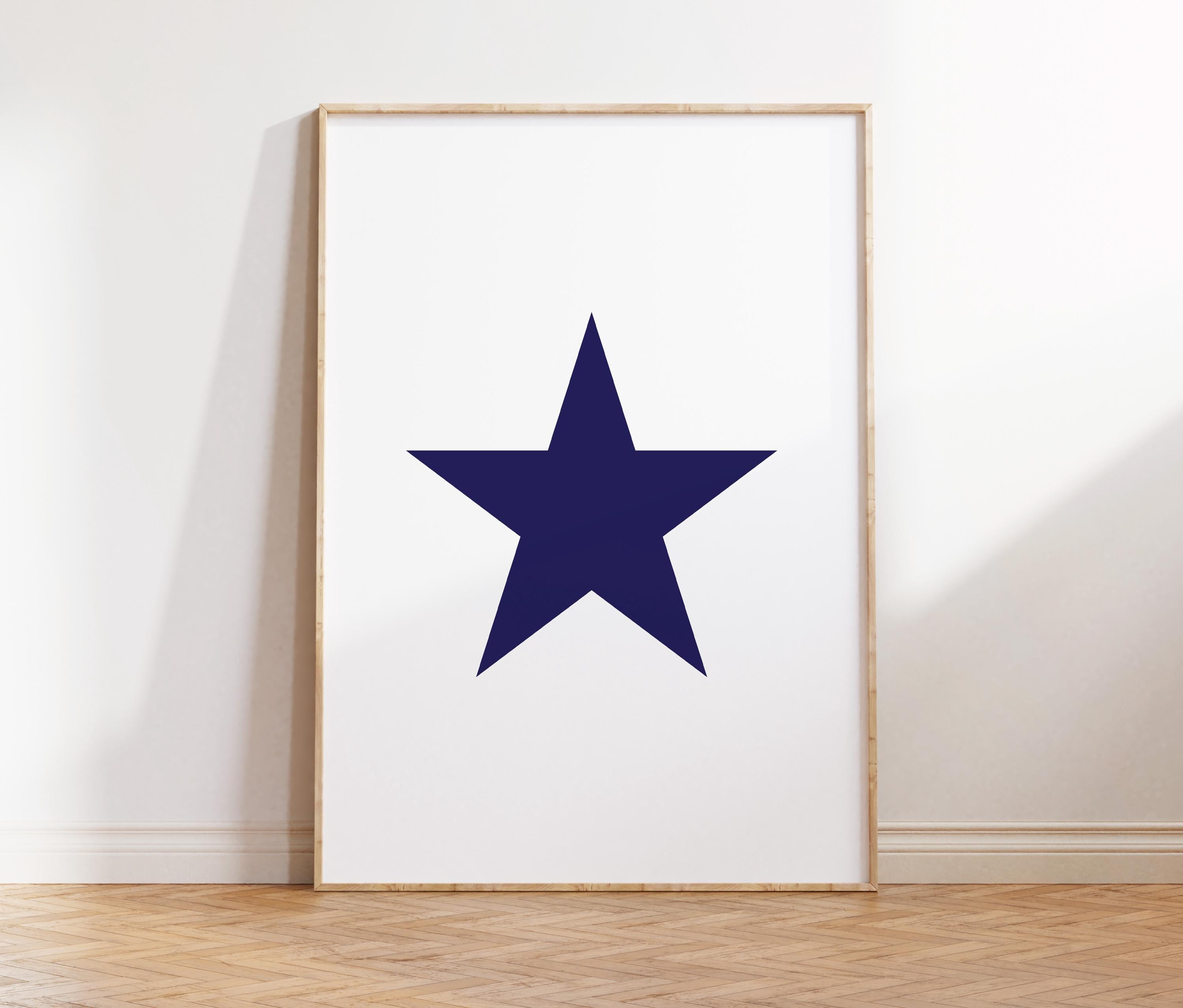 Navy Blue Star Wall Art Aesthetic Wall Art Blue Art Print Aesthetic ...