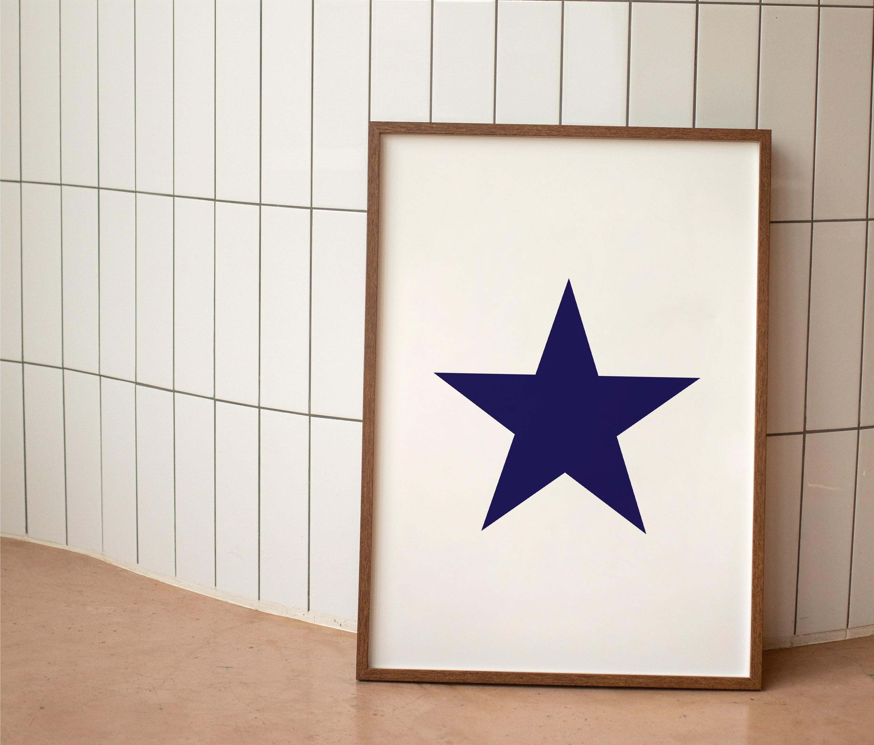 Navy Blue Star Wall Art Aesthetic Wall Art Blue Art Print Aesthetic ...