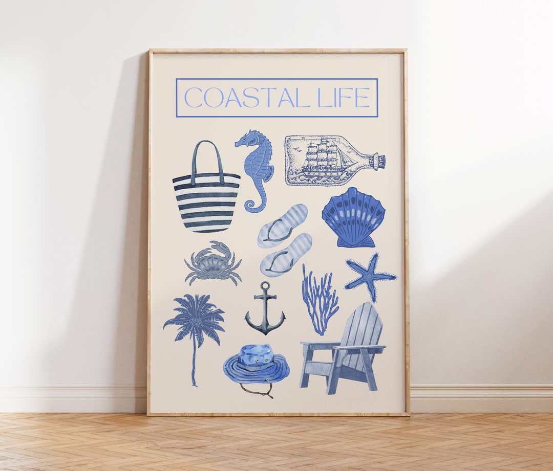 Coastal Life Print Coastal Wall Art Ocean Inspired Aesthetic Poster ...