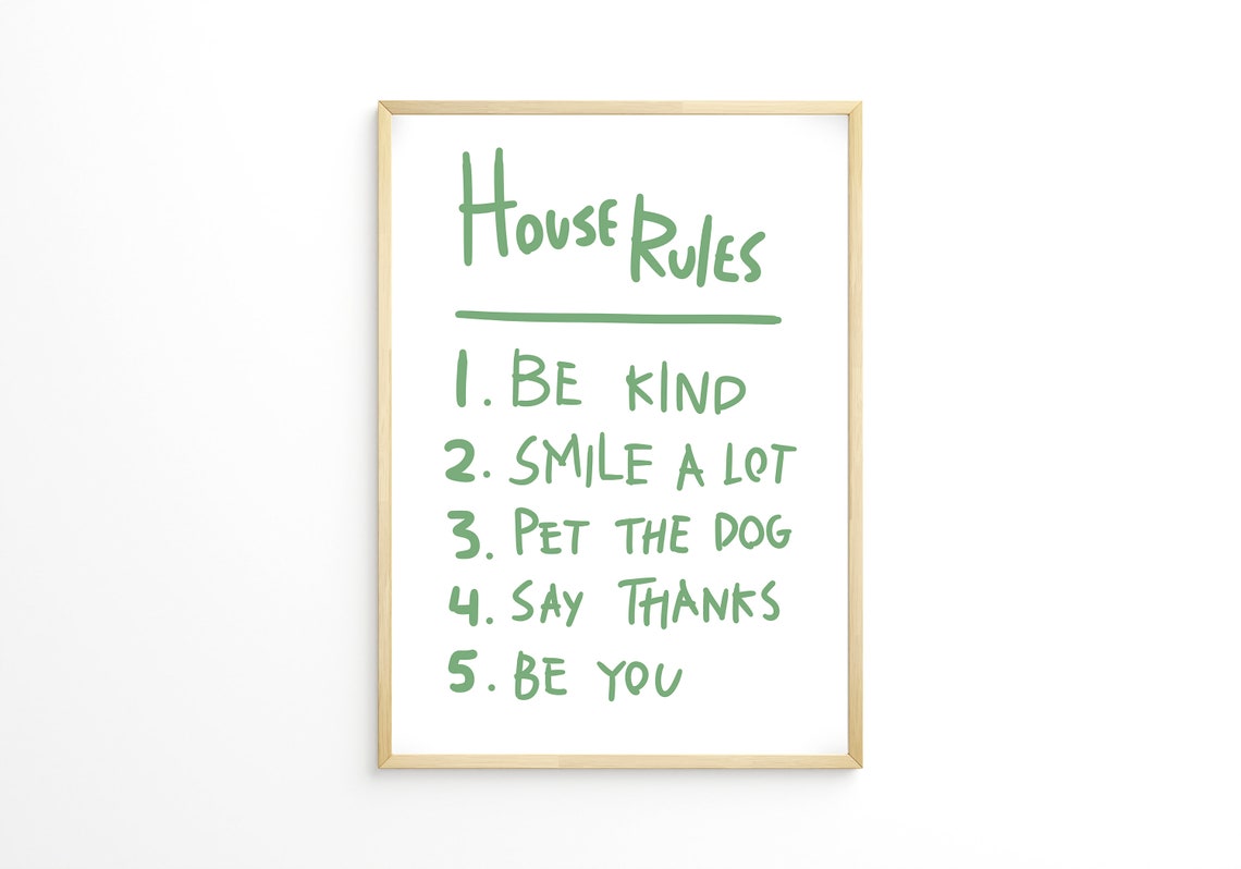 Green Poster House Rules Art Print Printable Art Trendy - Etsy