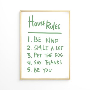 Green Poster House Rules Art Print Printable Art Trendy - Etsy