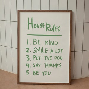 Green Poster House Rules Art Print Printable Art Trendy - Etsy
