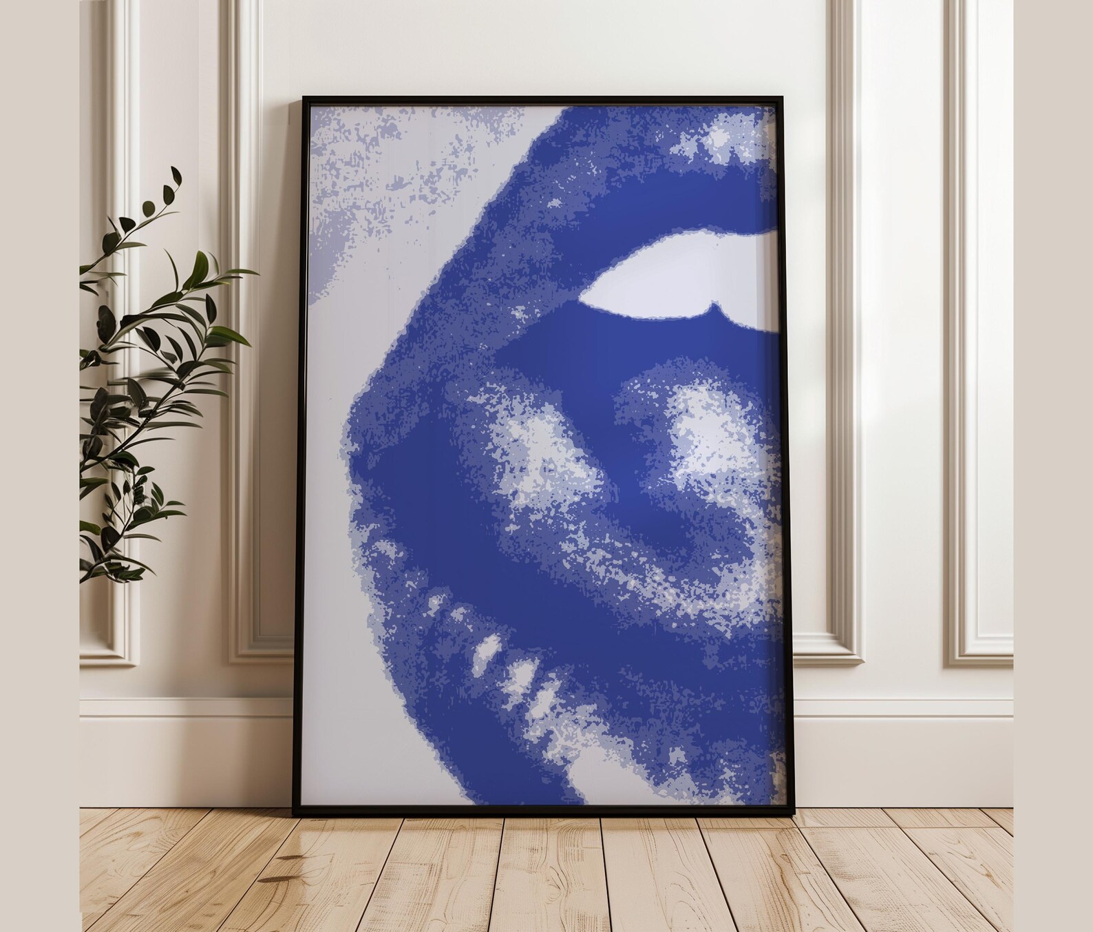 Navy Blue Wall Art Aesthetic Wall Art Blue Art Print Aesthetic Room Decor Kiss Lips Wall Art Y2k ...