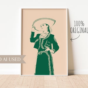 Charra Mexicana Print Mariachi Printable Trendy Mexico Wall Art ...