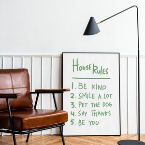 Green Poster House Rules Art Print Printable Art Trendy - Etsy