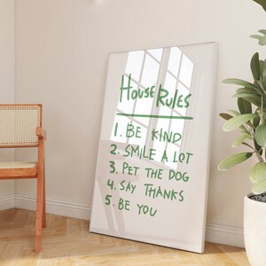 Green Poster | House Rules Art Print | Printable Art | Trendy Art Print ...