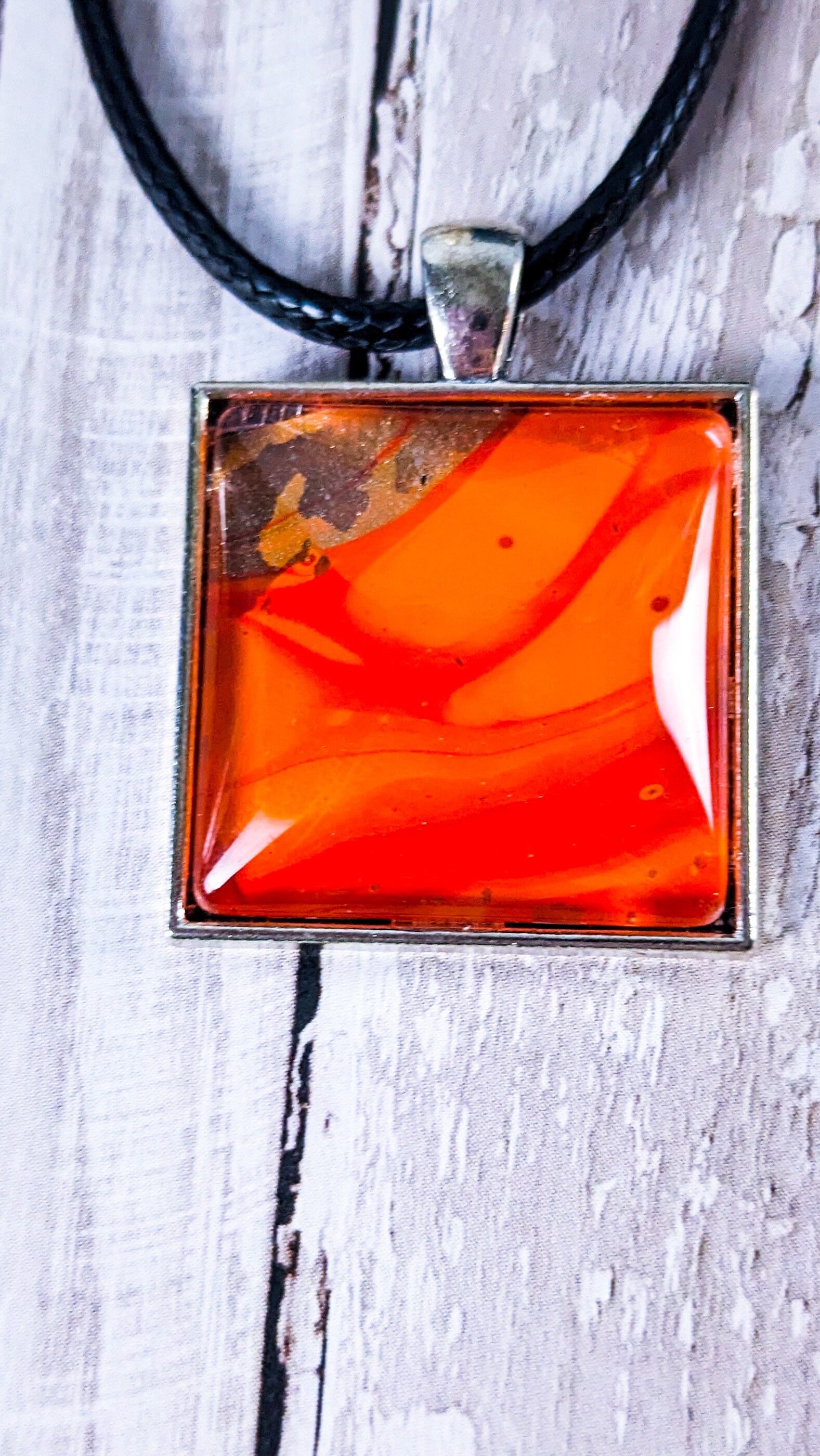 Square Fluid Art Necklace, Acrylic Paint Jewelry, Fluid Art Jewelry ...