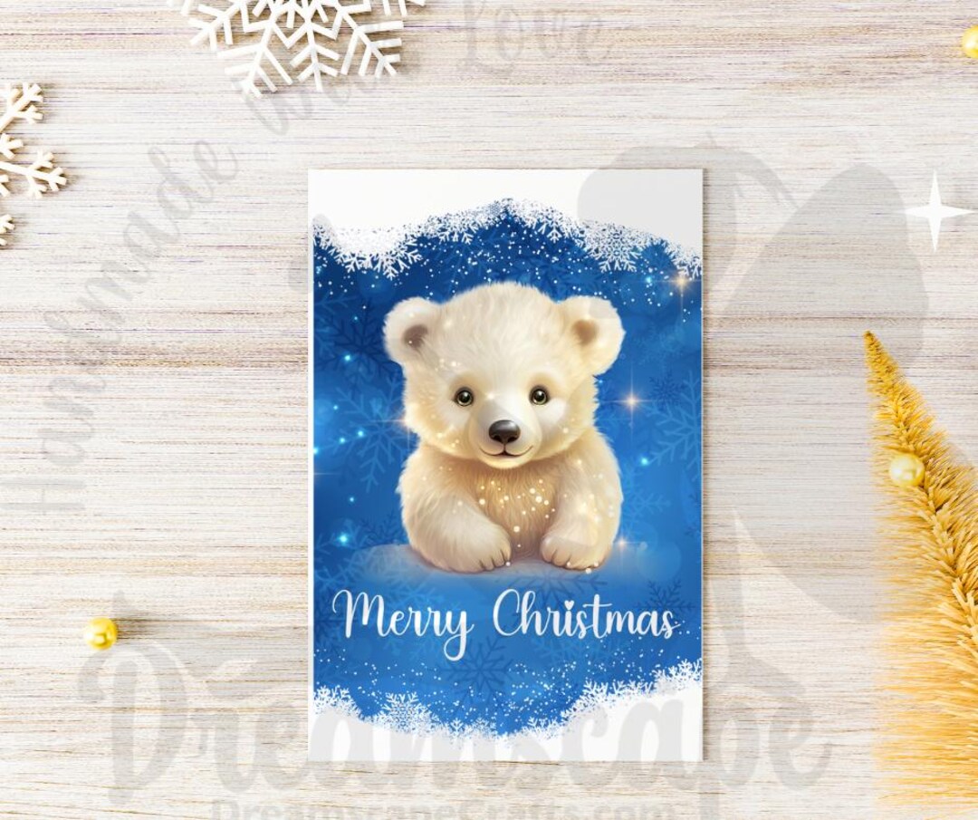 Printable Polar Bear Christmas Cards Digital Download Instant PDF ...
