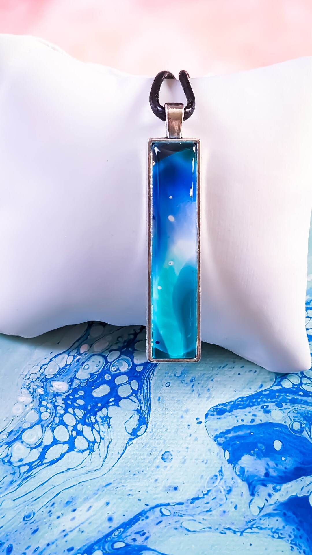 Azure Acrylic Paint Necklace Handmade Jewelry for Mother's Day Father's ...