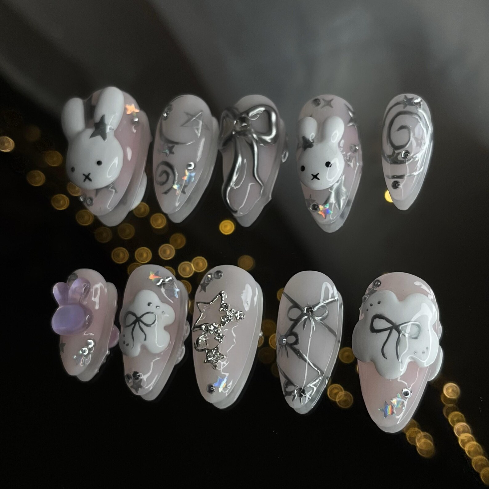 Miffy Press on Nails / Cyberpunk Nails / Chrome Nails / Funky Nails ...