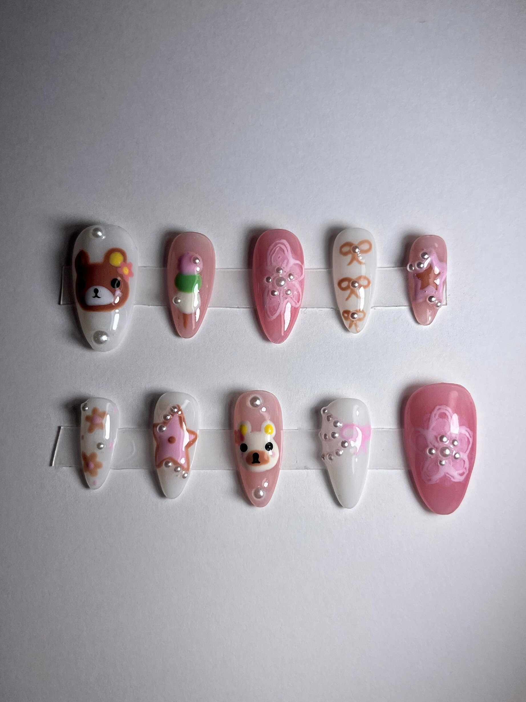 Rilakkuma Press on Nails / K-pop Nails / Korean Nails / Star Nails ...