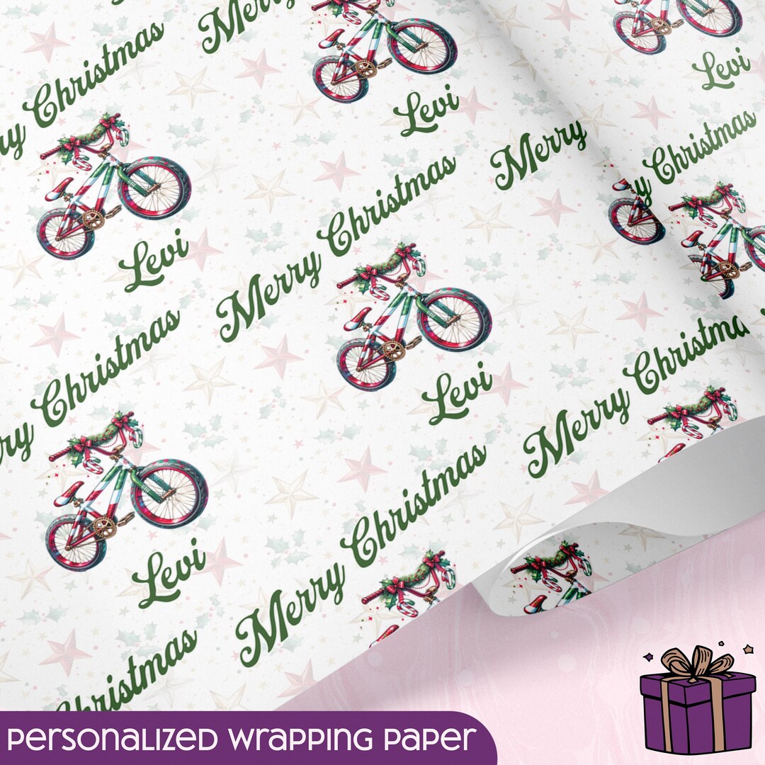 Personalized BMX Rider Christmas Wrapping Paper for BMX Bike Lovers ...
