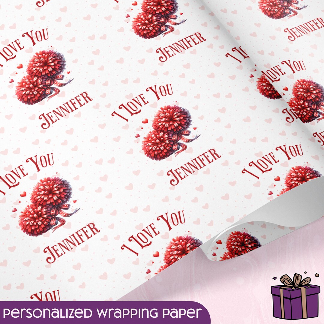 Personalized Cheerleading I Love You Wrapping Paper for Cheerleaders ...