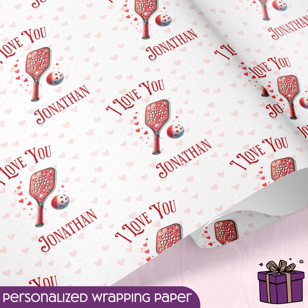 Personalized Pickleball I Love You Wrapping Paper for Pickleball Lovers ...