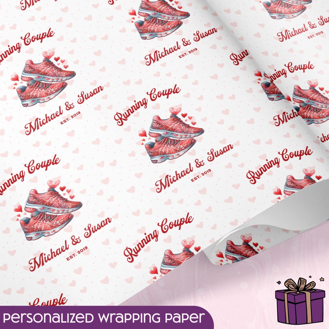 Personalized Running Couple Wrapping Paper for Runners and Joggers ...