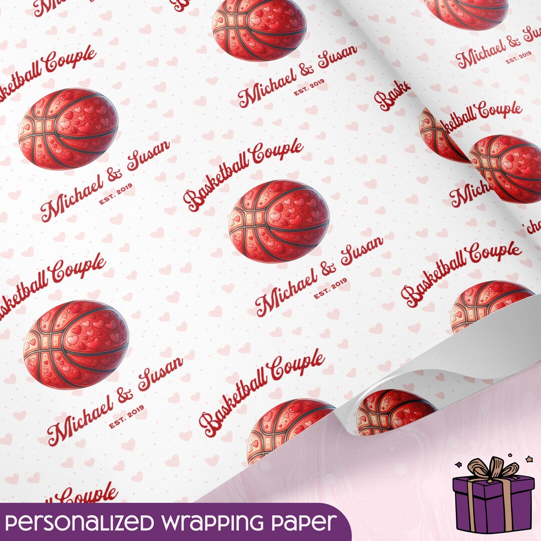 Personalized Basketball Couple Wrapping Paper for Basketball Lovers ...