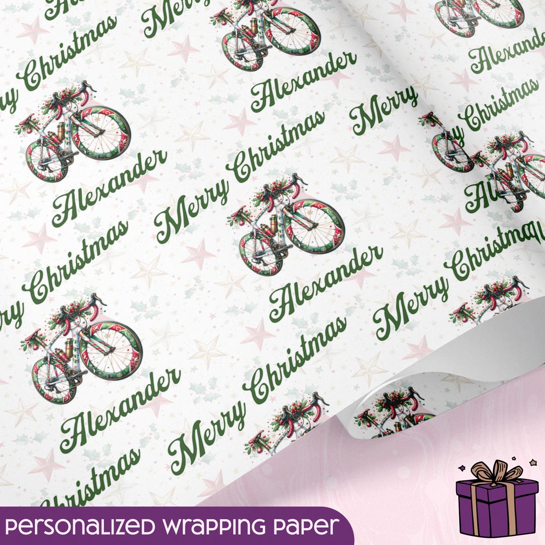 Personalized Road Cycling Fan Christmas Wrapping Paper for Bicycle ...