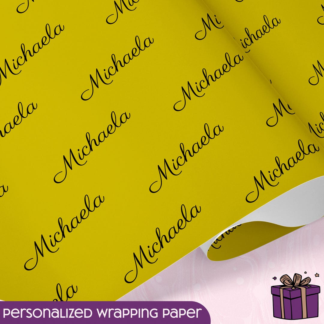Personalized Mustard Yellow Gift Wrapping Paper Yellow Wrap Bright ...