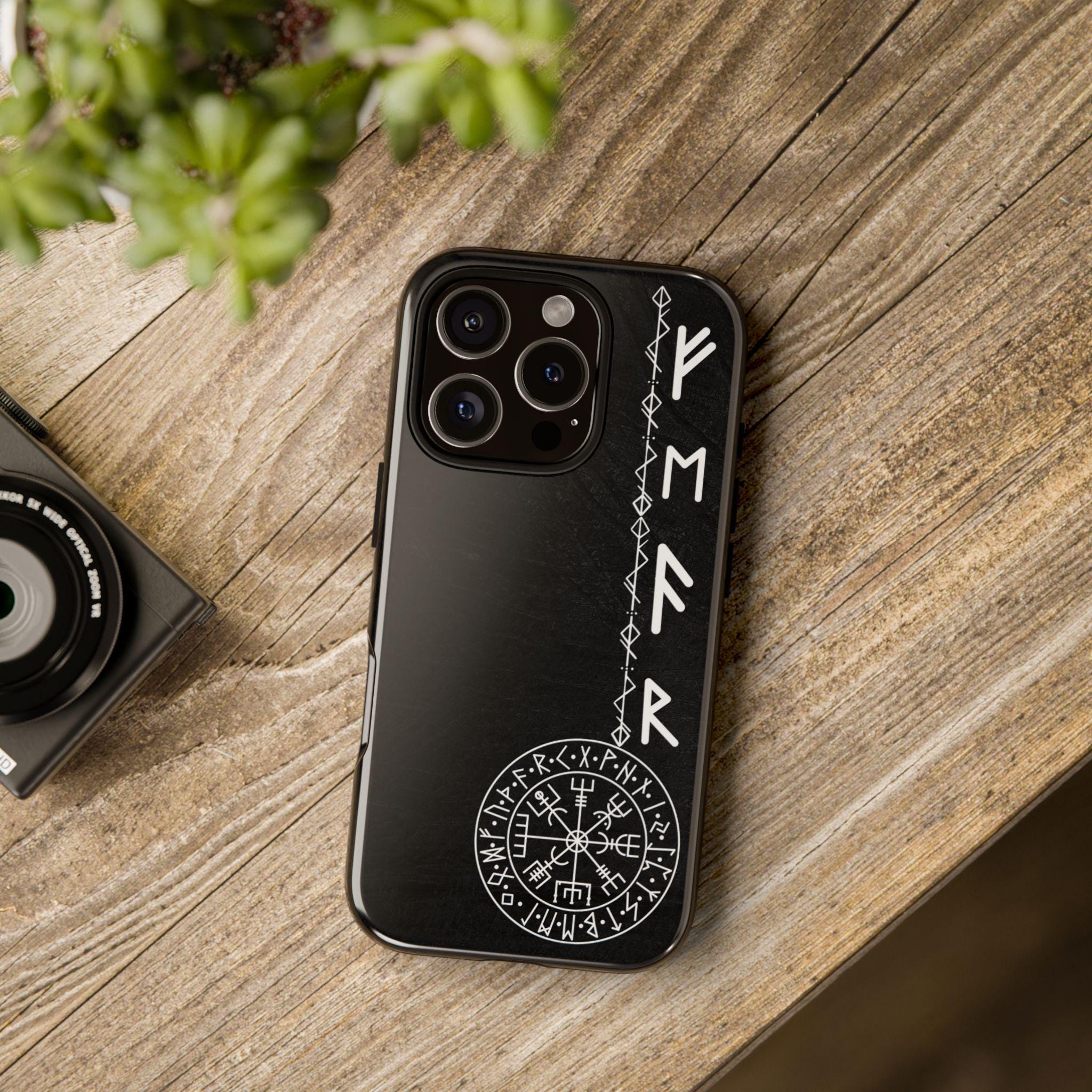 Viking Runes Phone Case, Norse Compass Runic Symbols Tough Case ...